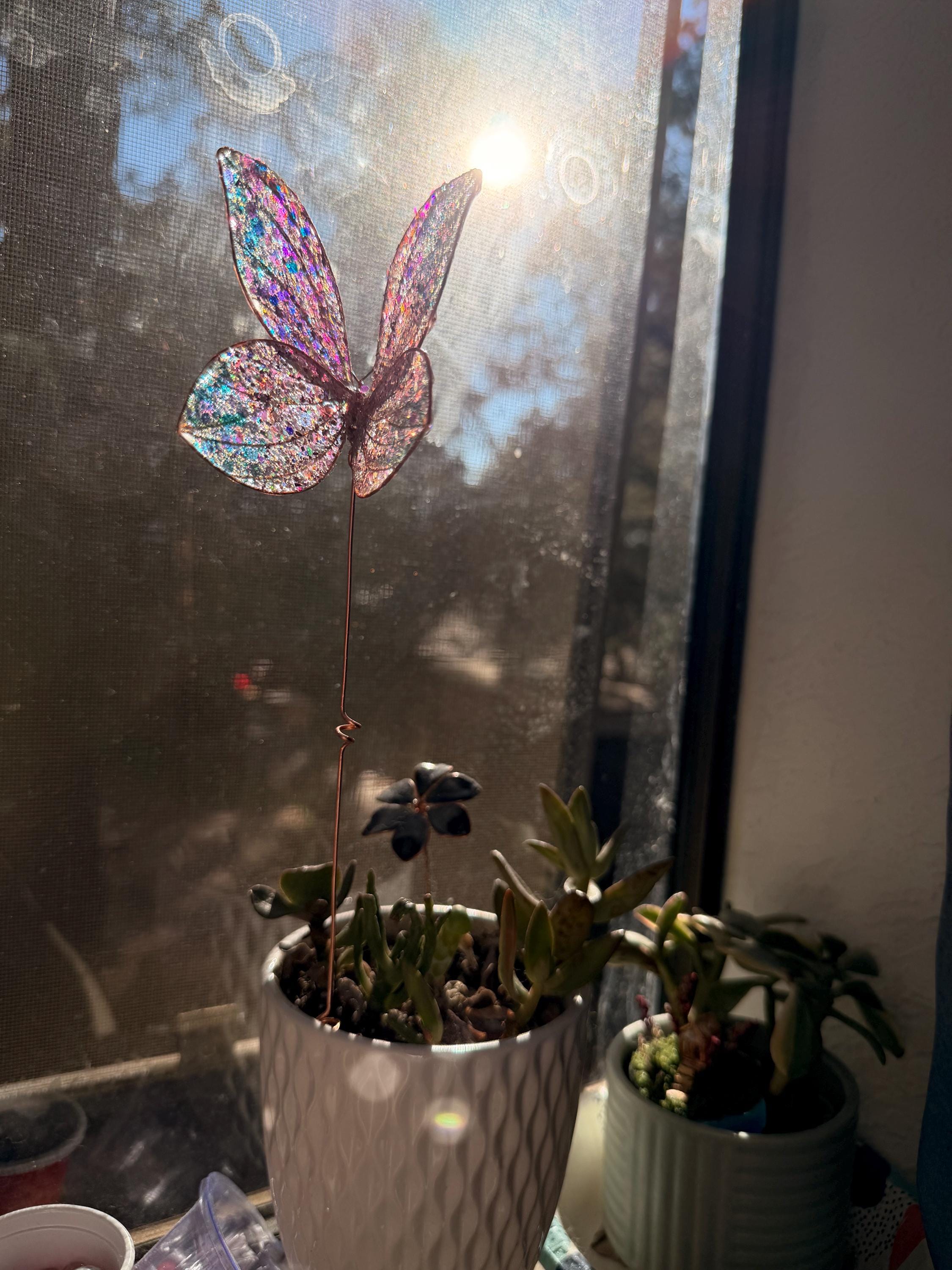 Handmade Custom Color Dangling Butterfly Suncatcher Table Decor or ...