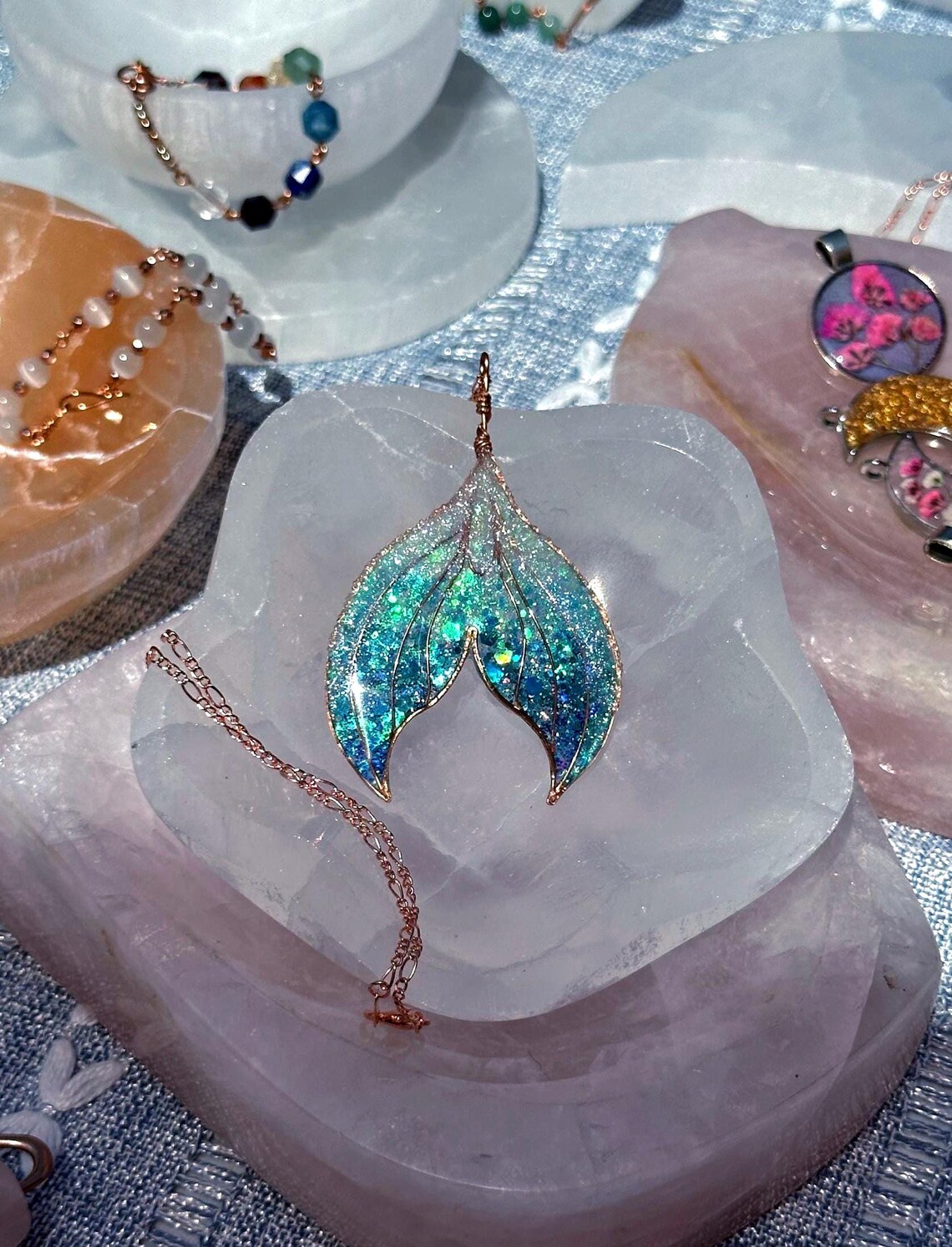 Mermaid Body and Tail Ocean Ombre Earrings Copper Wire & Epoxy Pendant ...