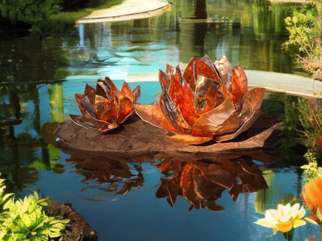 Copper Small Lotus Flower Handmade Metal Decor Tabletop Centerpiece ...