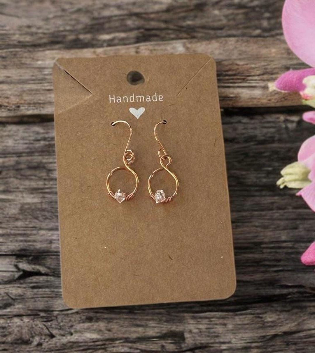 Handmade Pure Copper Wire Dangle Drop Earring With Herkimer Diamond ...