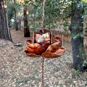 7 Flower Long Pure COPPER Lotus Flower Sun Catcher Rain Chain Handmade ...