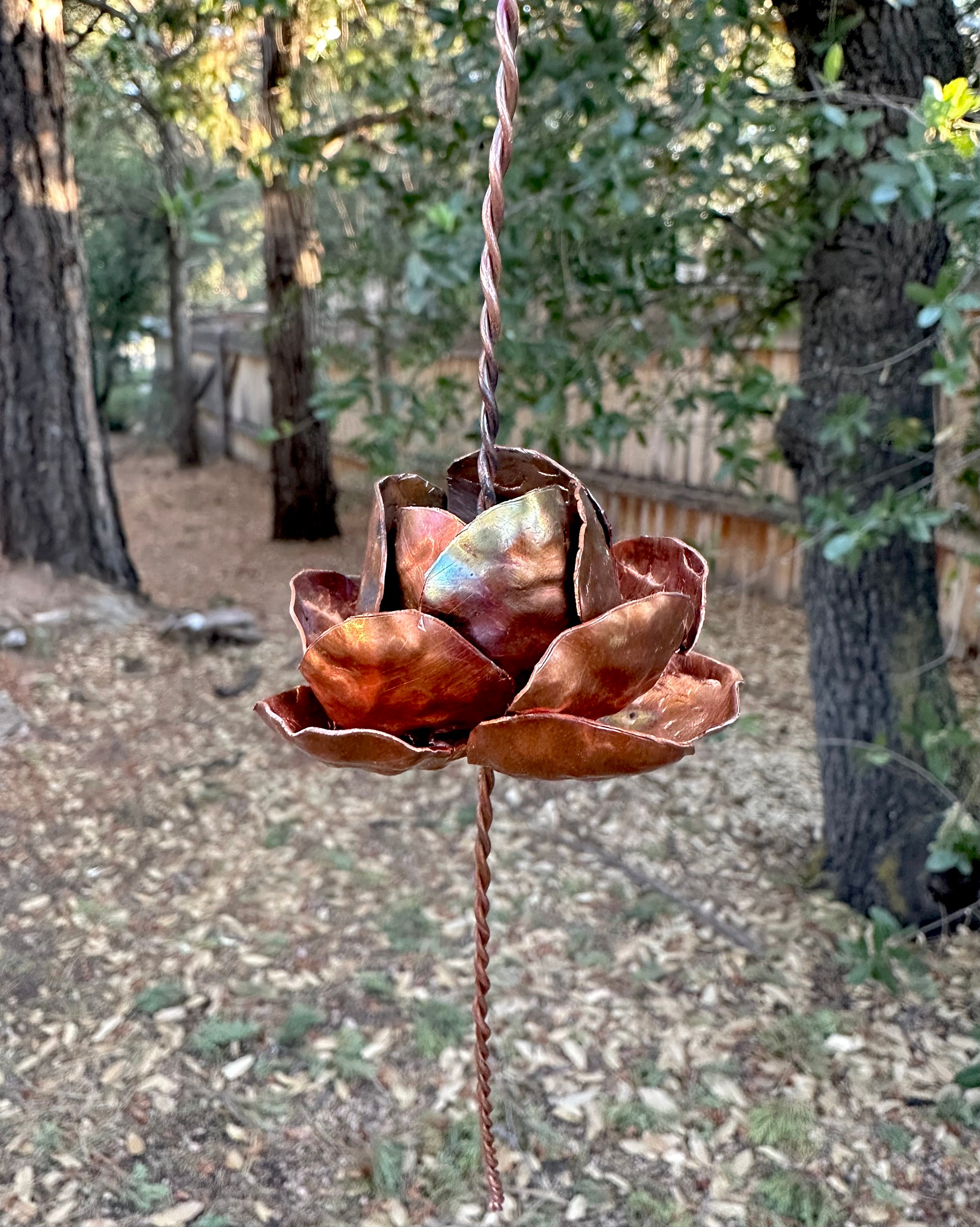 7 Flower Long Pure COPPER Lotus Flower Sun Catcher Rain Chain Handmade ...
