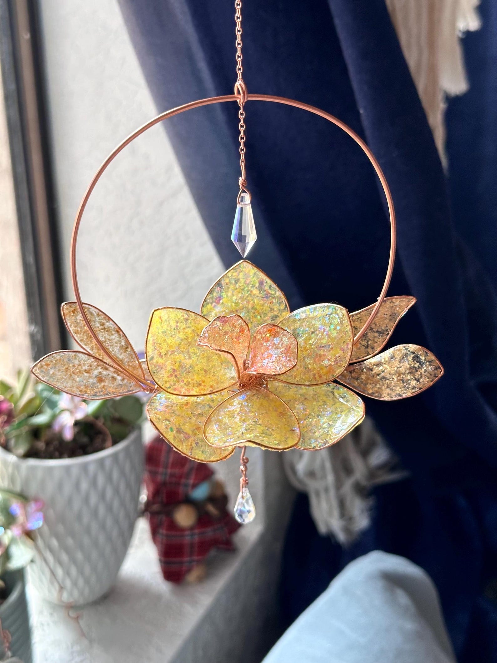 Holographic Daffodil Window Suncatcher Copper Wire and Epoxy Flower ...