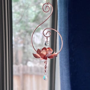 Pure Copper Lotus Flower and Prism Window Dangle Rear View Mirror Car ...