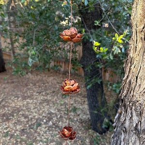 7 Flower Long Pure COPPER Lotus Flower Sun Catcher Rain Chain Handmade ...
