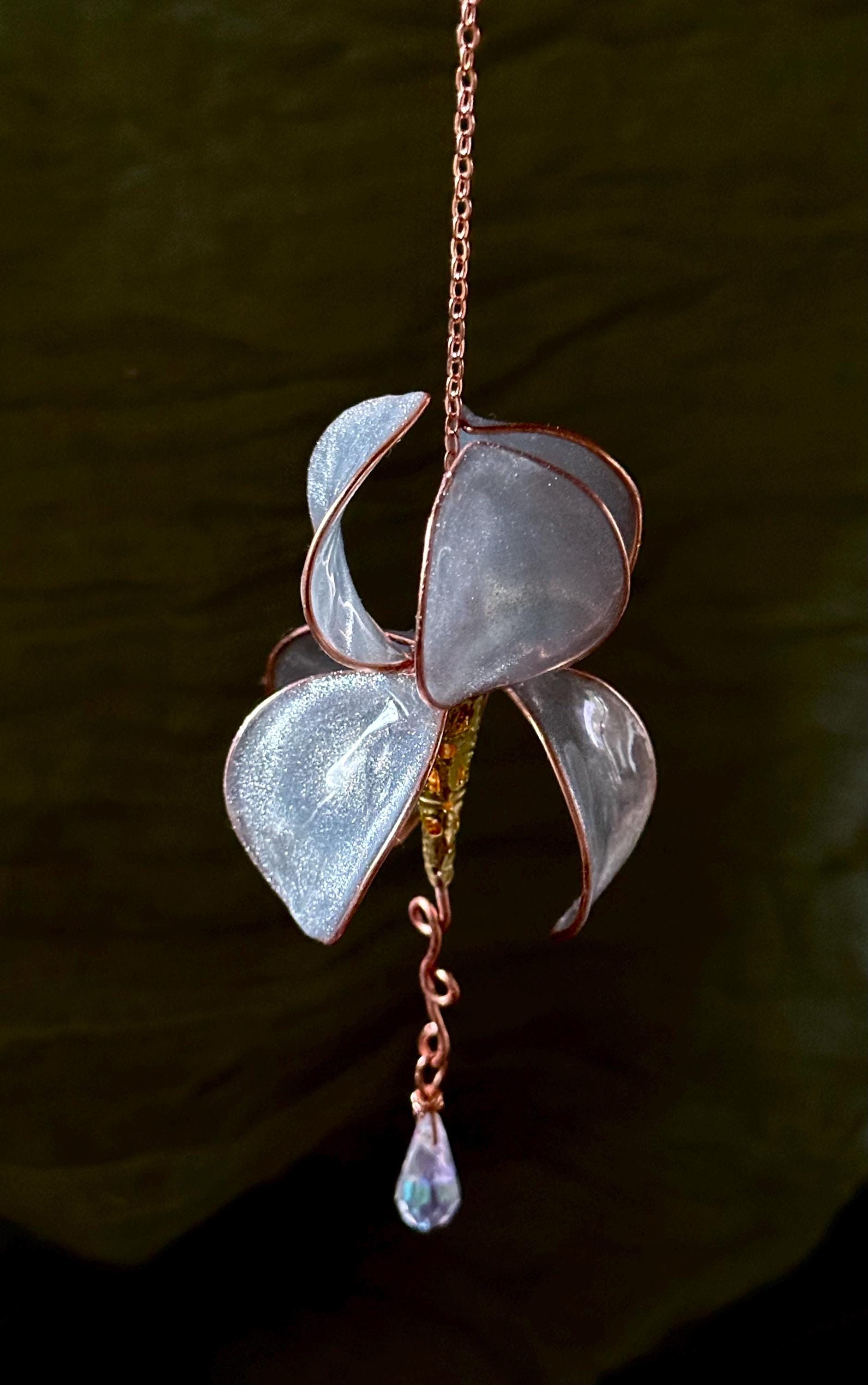 White Crescent Moonglow Rear View Mirror Custom Window Dangle Copper ...