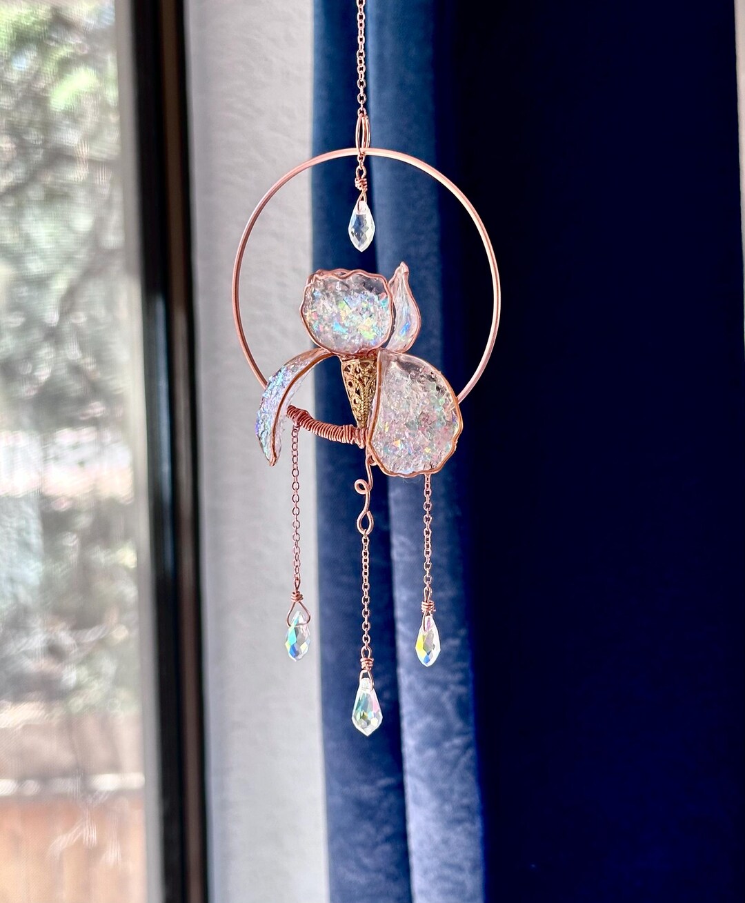 Holographic Window or Car Rear View Mirror Copper Wire Epoxy Iris ...