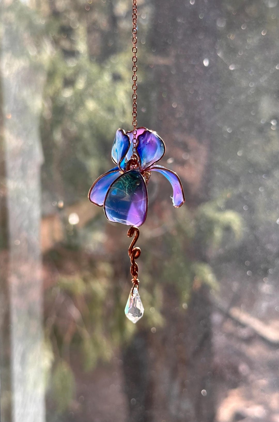 Window Sun Catcher Mini Rear View Mirror Copper Wire and Epoxy Iris ...