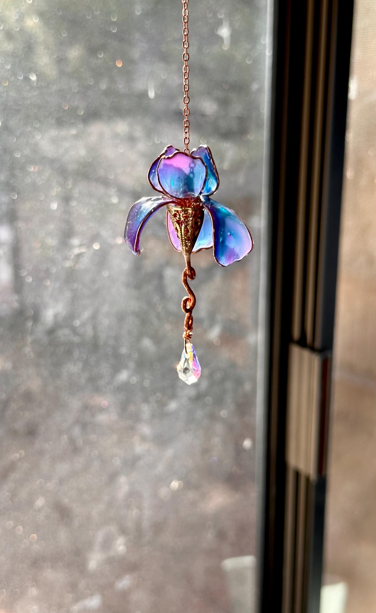 Window Sun Catcher Mini Rear View Mirror Copper Wire and Epoxy Iris ...