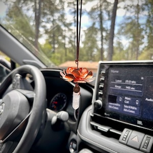 Handmade Copper Lotus Flower and Gemstone Window Dangle Rear View ...