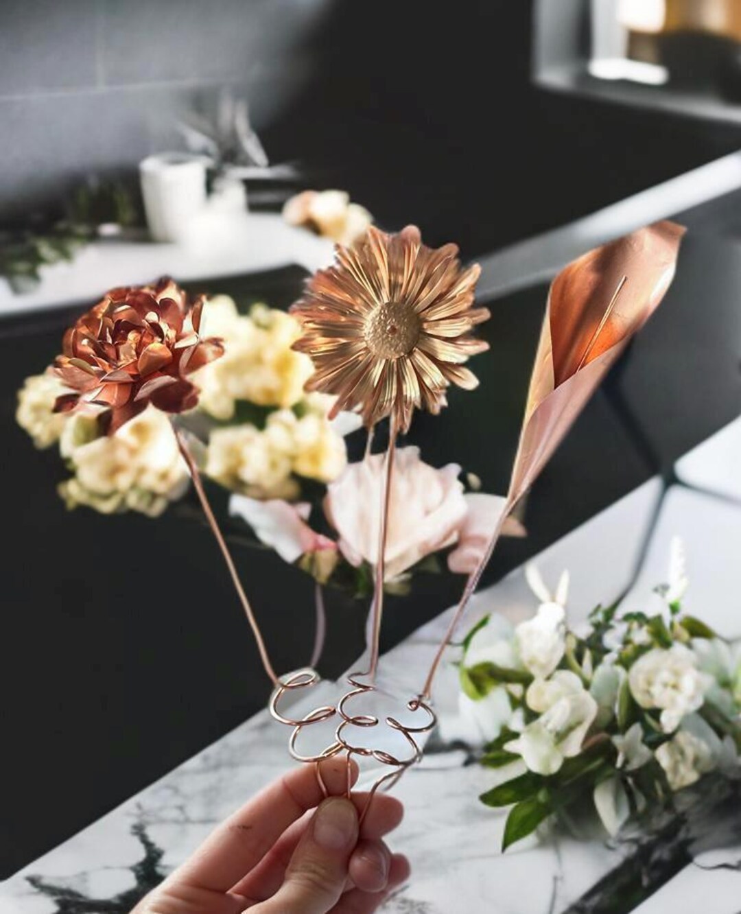 Small Pure Copper Plant Spike Forever Flower Potted Plant ...