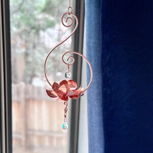 Pure Copper Lotus Flower and Prism Window Dangle Rear View Mirror Car ...