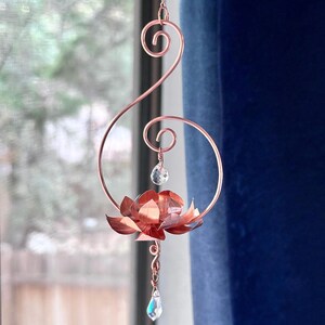 Pure Copper Lotus Flower and Prism Window Dangle Rear View Mirror Car ...