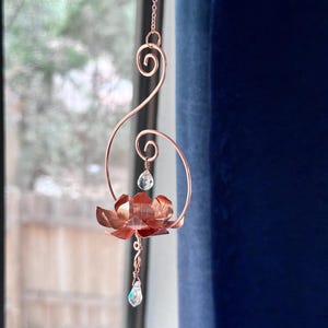 Pure Copper Lotus Flower and Prism Window Dangle Rear View Mirror Car ...