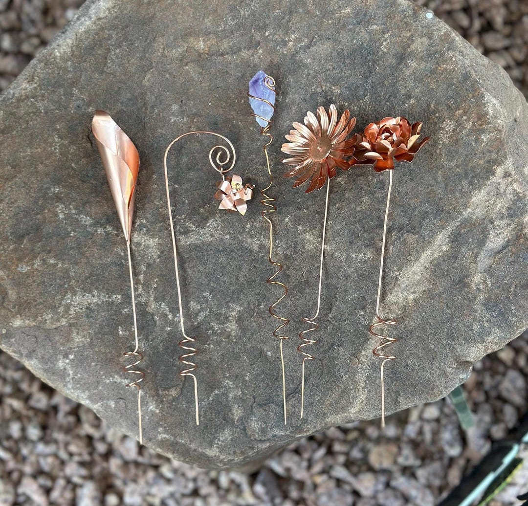 Small Pure Copper Plant Spike Forever Flower Potted Plant ...
