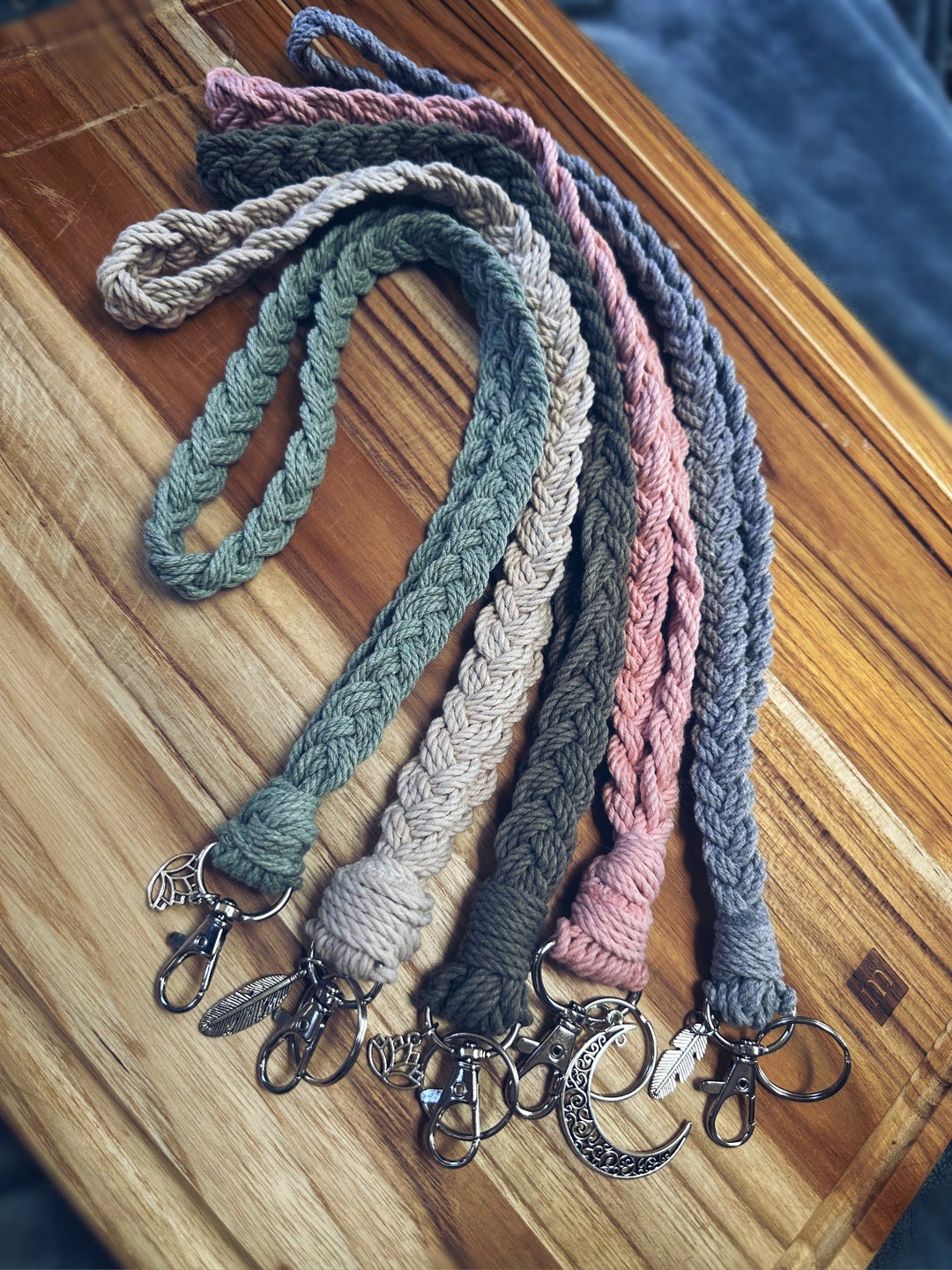 Custom Macrame Braided Lanyard Teachers Key Card Holder Nurse Key Ring ...