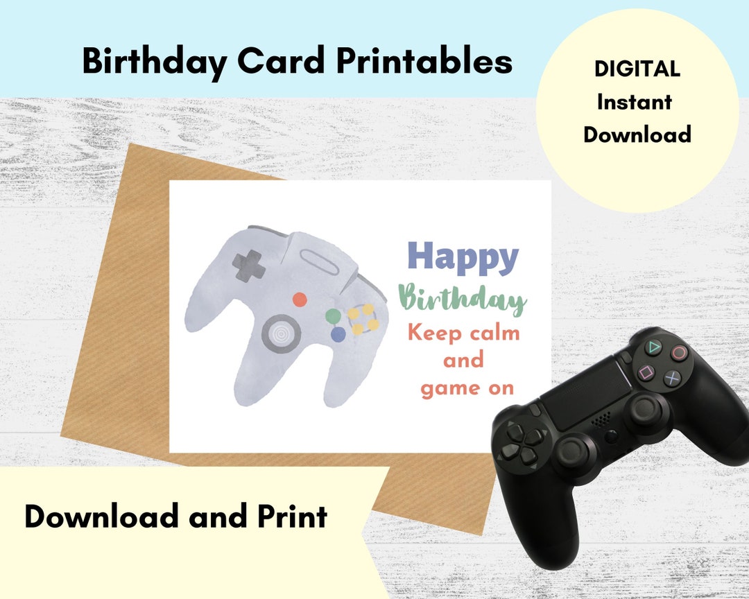 Gamer Birthday Card Printable, Video Game Birthday Card, Gaming, Gamer ...