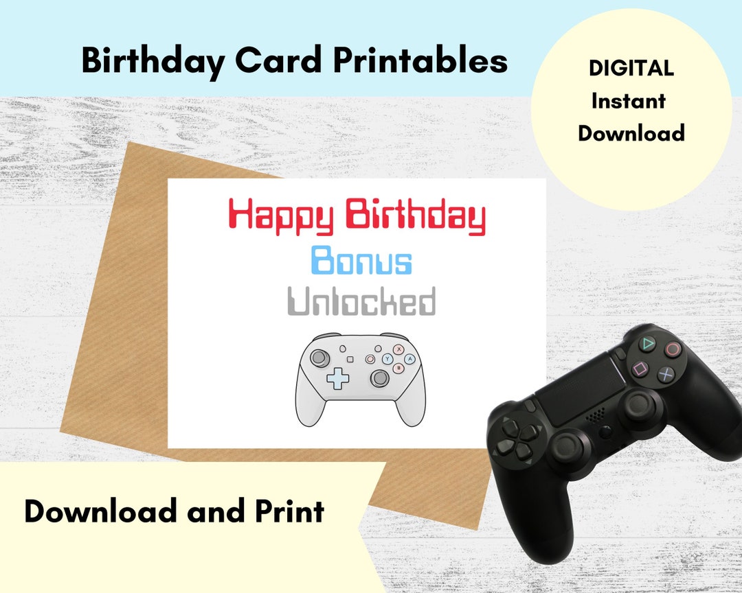 Gamer Birthday Card Printable, Video Game Birthday Card, Gaming, Gamer ...