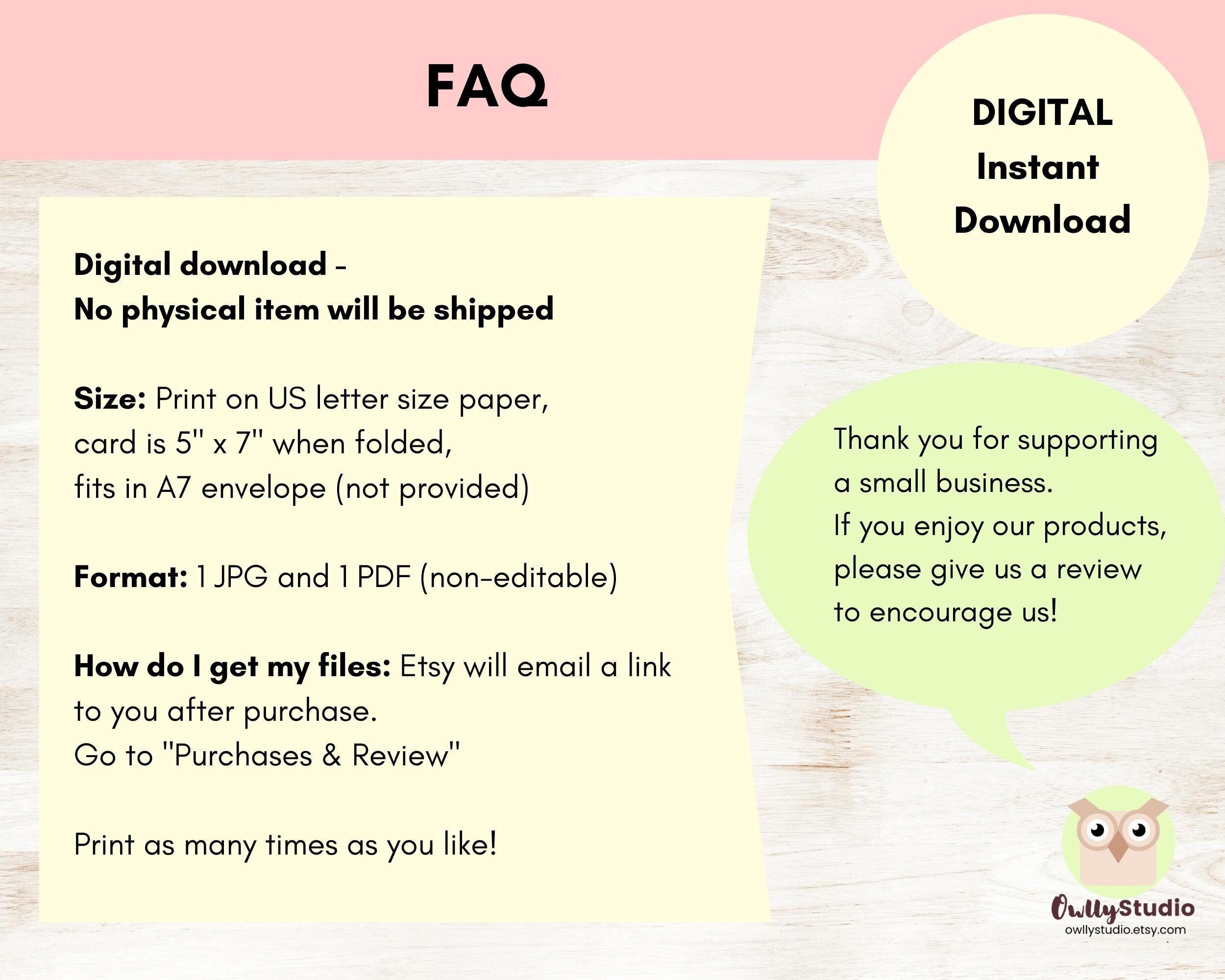 Printable Birthday Card, Happy Birthday Digital Printable Card, Cute ...