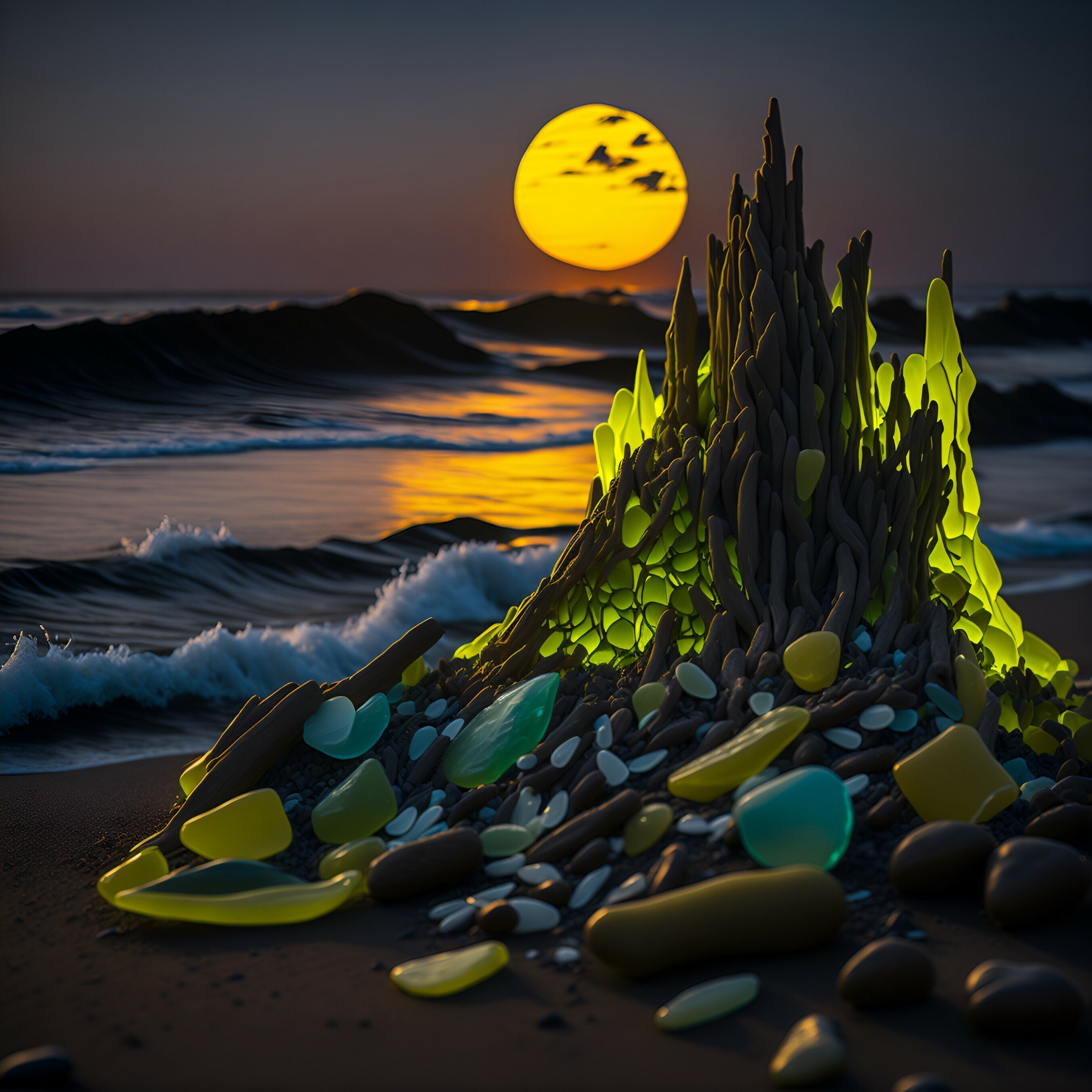 Sea Glass Wall Art Digital Download Sand Castles Pack 2 20 Surreal Ai Art Prints For Beach Home