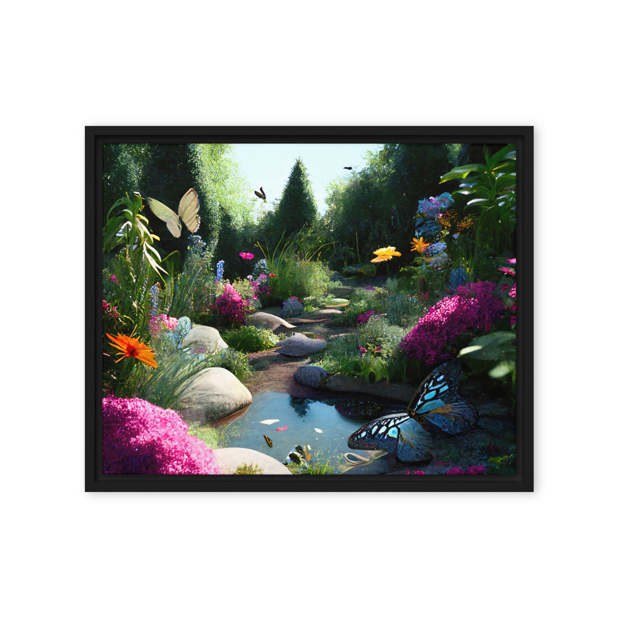 Serene Garden Landscape Ultrarealistic 8K Art framed Canvas - Etsy