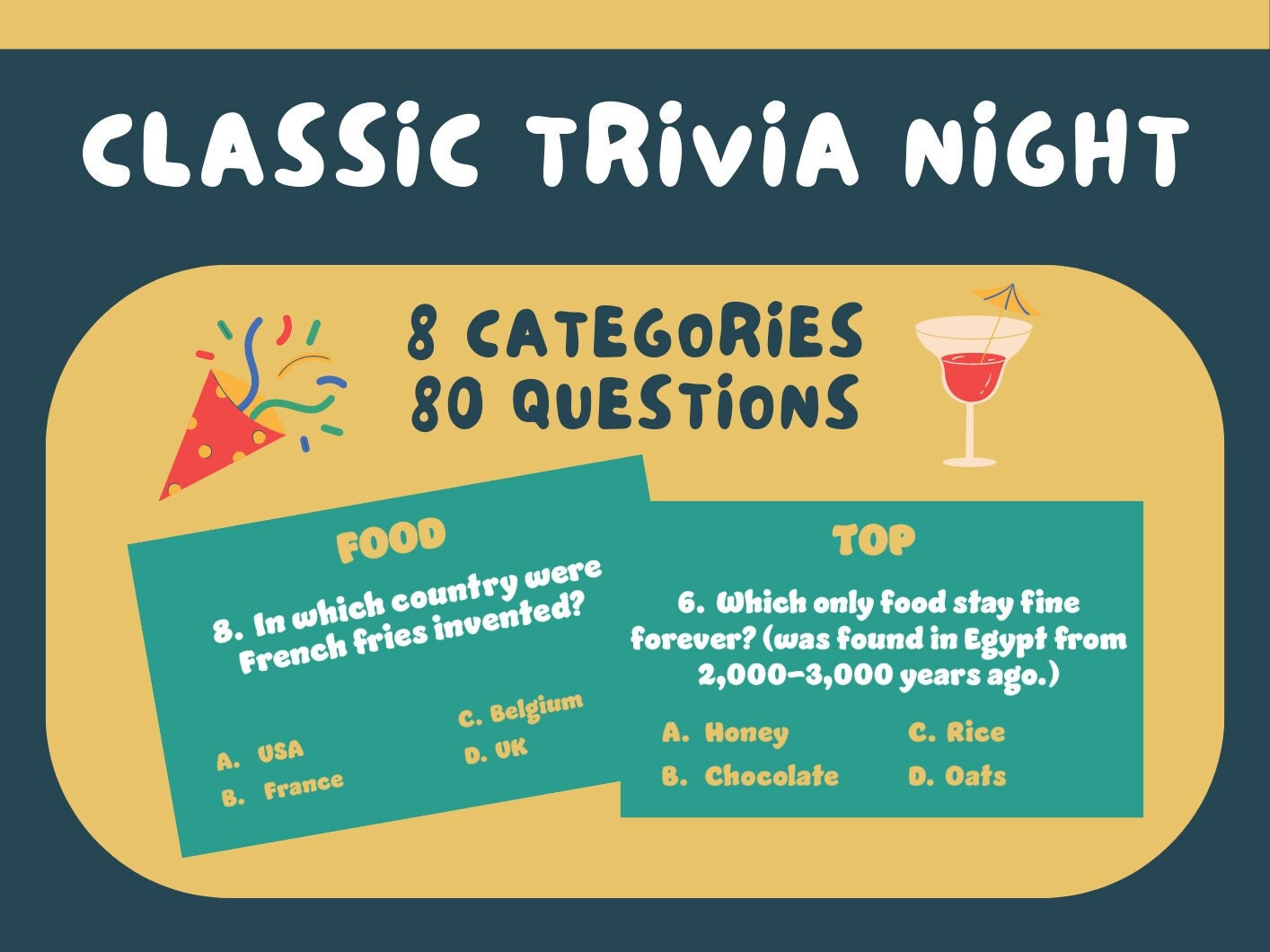 Classic Trivia Powerpoint Game: 80 Questions, Family Party (digital ...