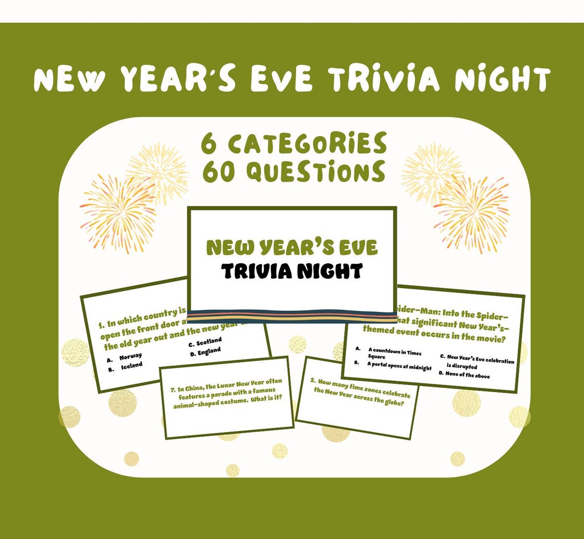 New Year's Eve Trivia Game: 60 Question Family Powerpoint (digital Game ...