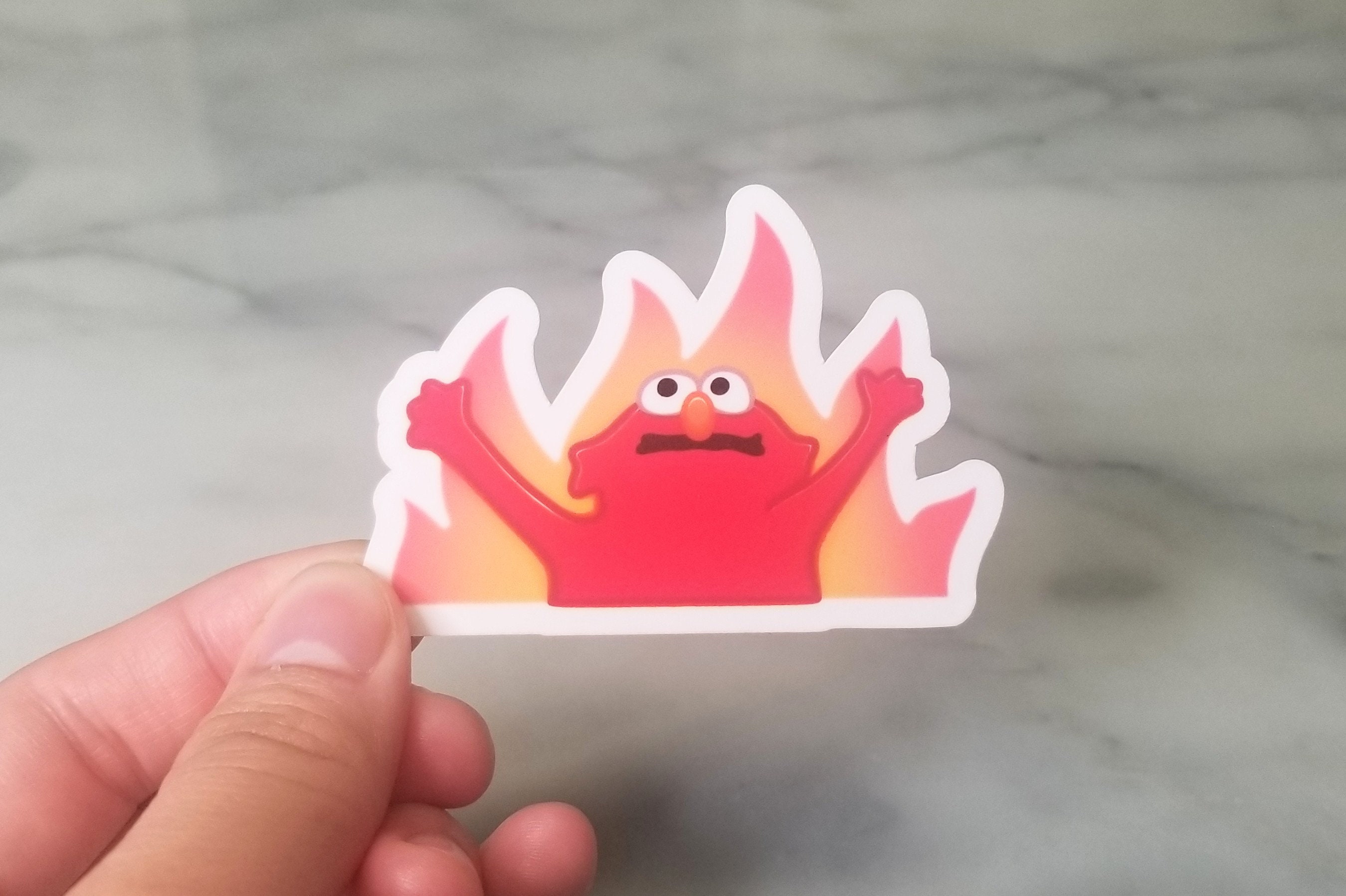 Elmo Fire Meme Sticker / Hellmo Funny Stickers / Laminated Vinyl Die ...