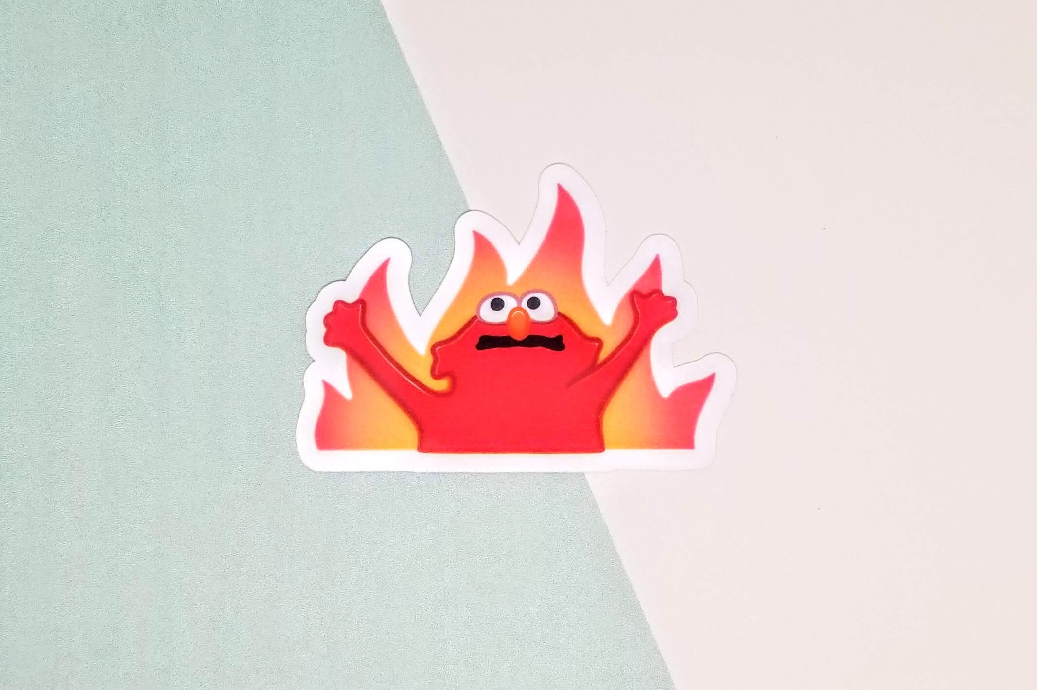 Elmo Fire Meme Sticker / Hellmo Funny Stickers / Laminated Vinyl Die ...