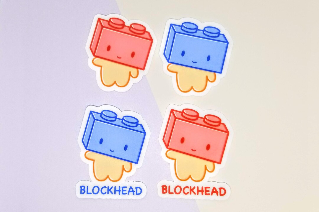 Blockhead Pun Cute Sticker / Laminated Vinyl Die Cut Sticker / Laptop ...