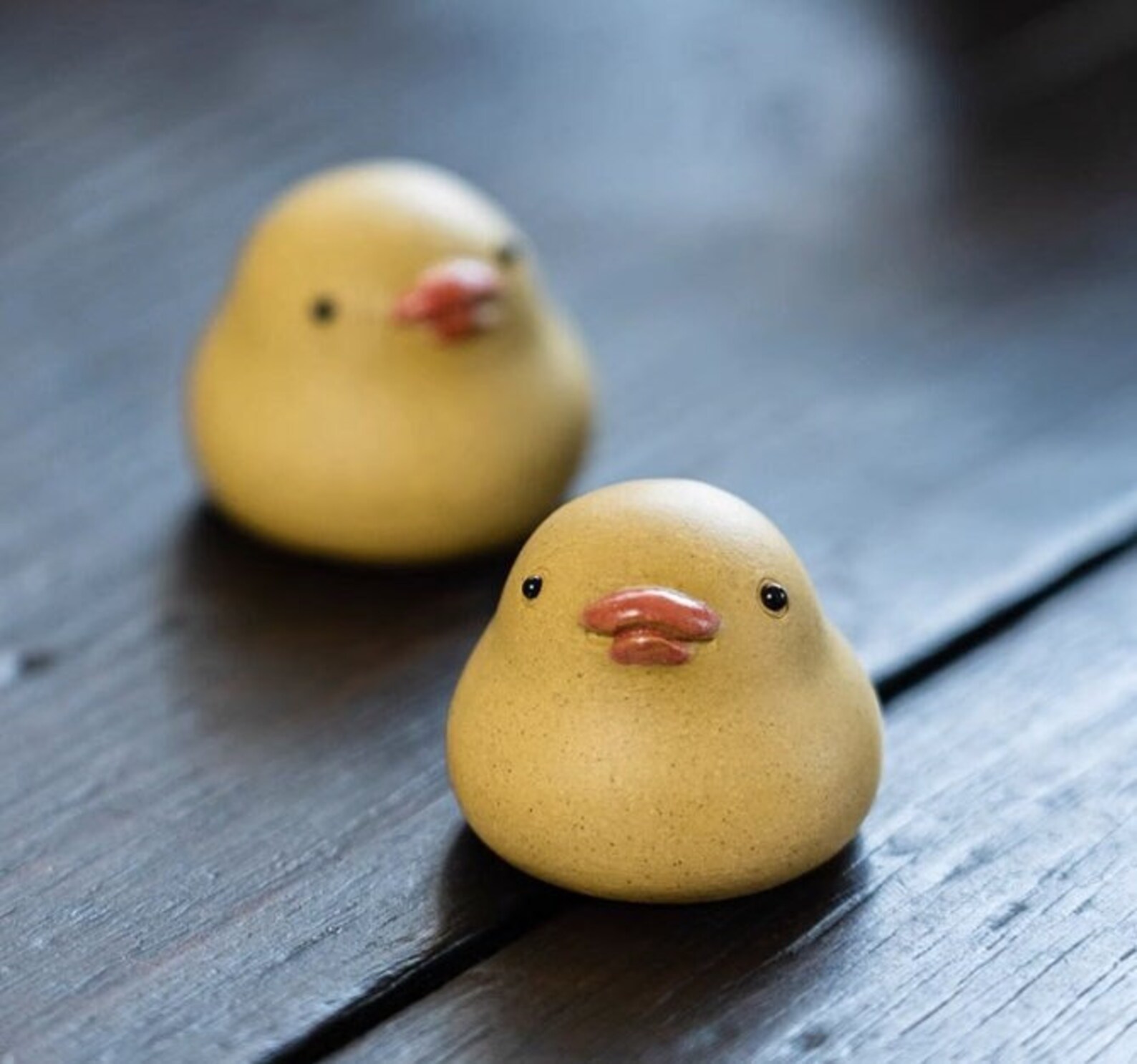 Yellow Duck Tea Pet, Mini Cute Chick Figurine, Purple Sand Tea Pets ...