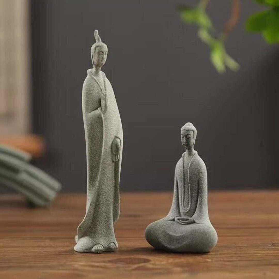 Zen Buddha Sandstone Statue, Small Buddhist Tea Pet, Micro Sandstone ...