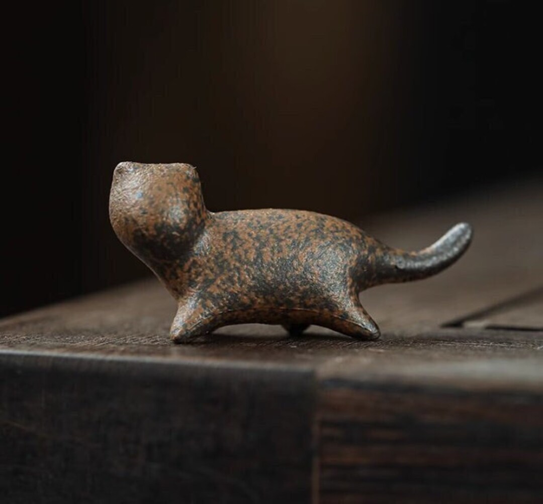 Cute Cat Ceramic Tea Pet Vintage Small Cat Ornaments Tea - Etsy