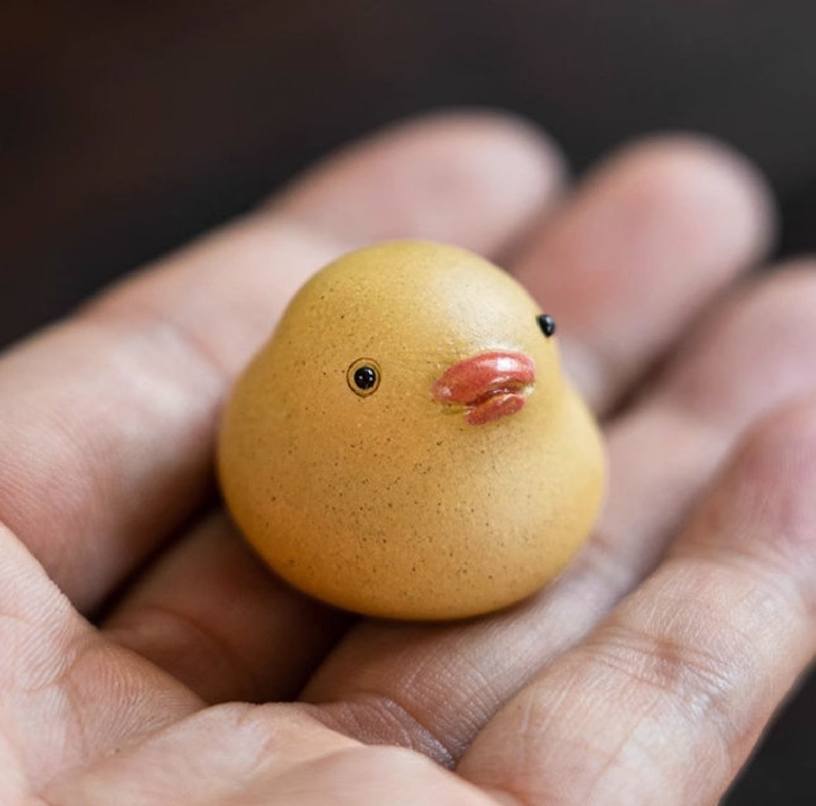Yellow Duck Tea Pet, Mini Cute Chick Figurine, Purple Sand Tea Pets ...