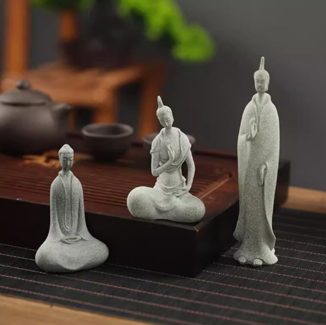 Zen Buddha Sandstone Statue, Small Buddhist Tea Pet, Micro Sandstone ...