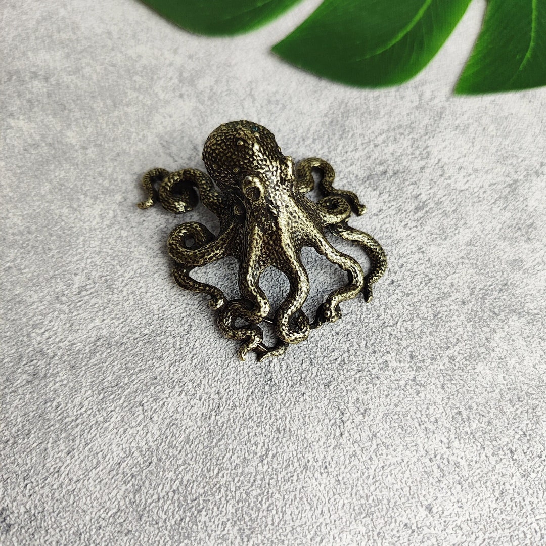 Pure Copper Octopus Ornaments, Brass Handmade Octopus Statue, Antique ...