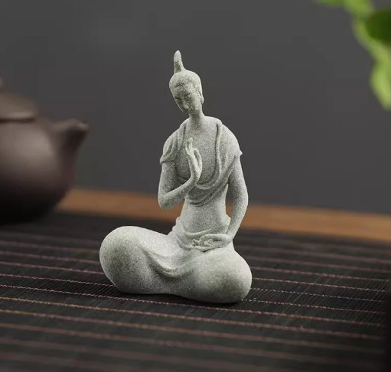 Zen Buddha Sandstone Statue, Small Buddhist Tea Pet, Micro Sandstone ...