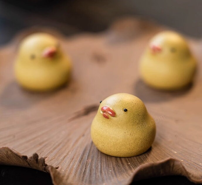 Yellow Duck Tea Pet, Mini Cute Chick Figurine, Purple Sand Tea Pets ...