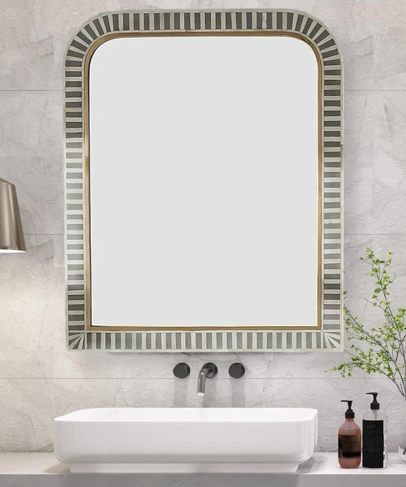 Handmade Bone Inlay Mirror Frame - Moroccan-inspired Wall Decor - Etsy
