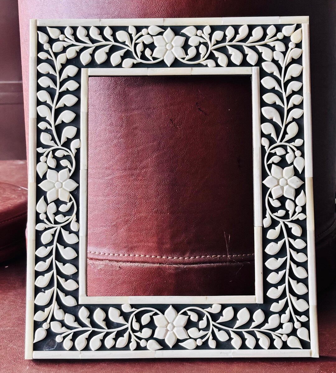 Mother of Pearl Inlay Picture Frame: Black Floral Bohemian Wood (10x12 ...