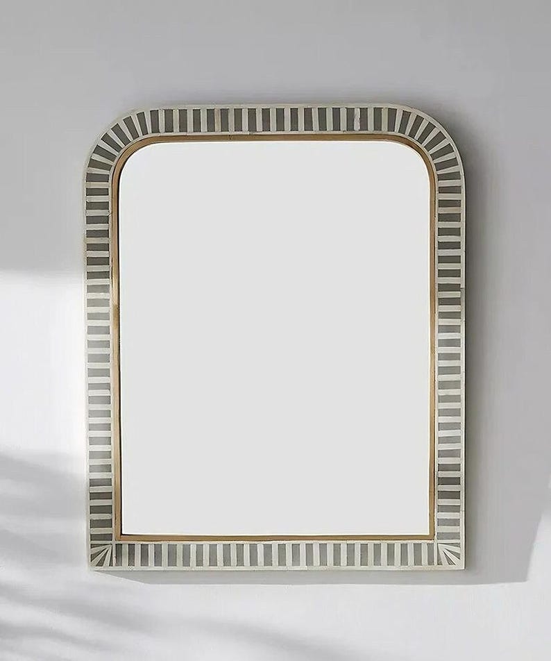 Handmade Bone Inlay Mirror Frame - Moroccan-inspired Wall Decor - Etsy