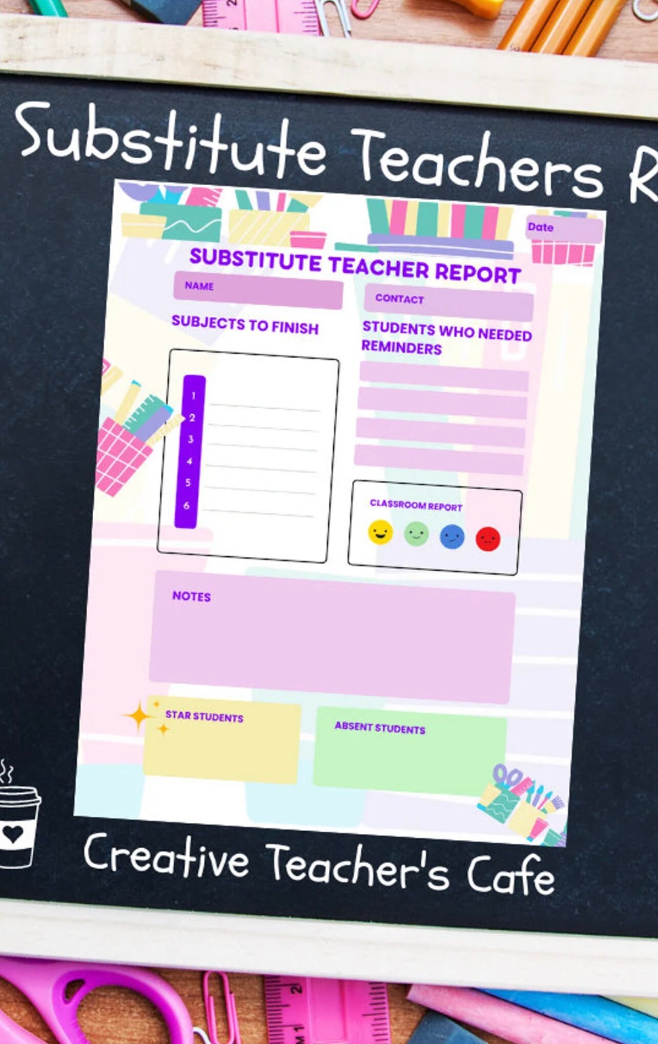 Substitute Teacher Report, Substitute Teacher Notes Printable ...