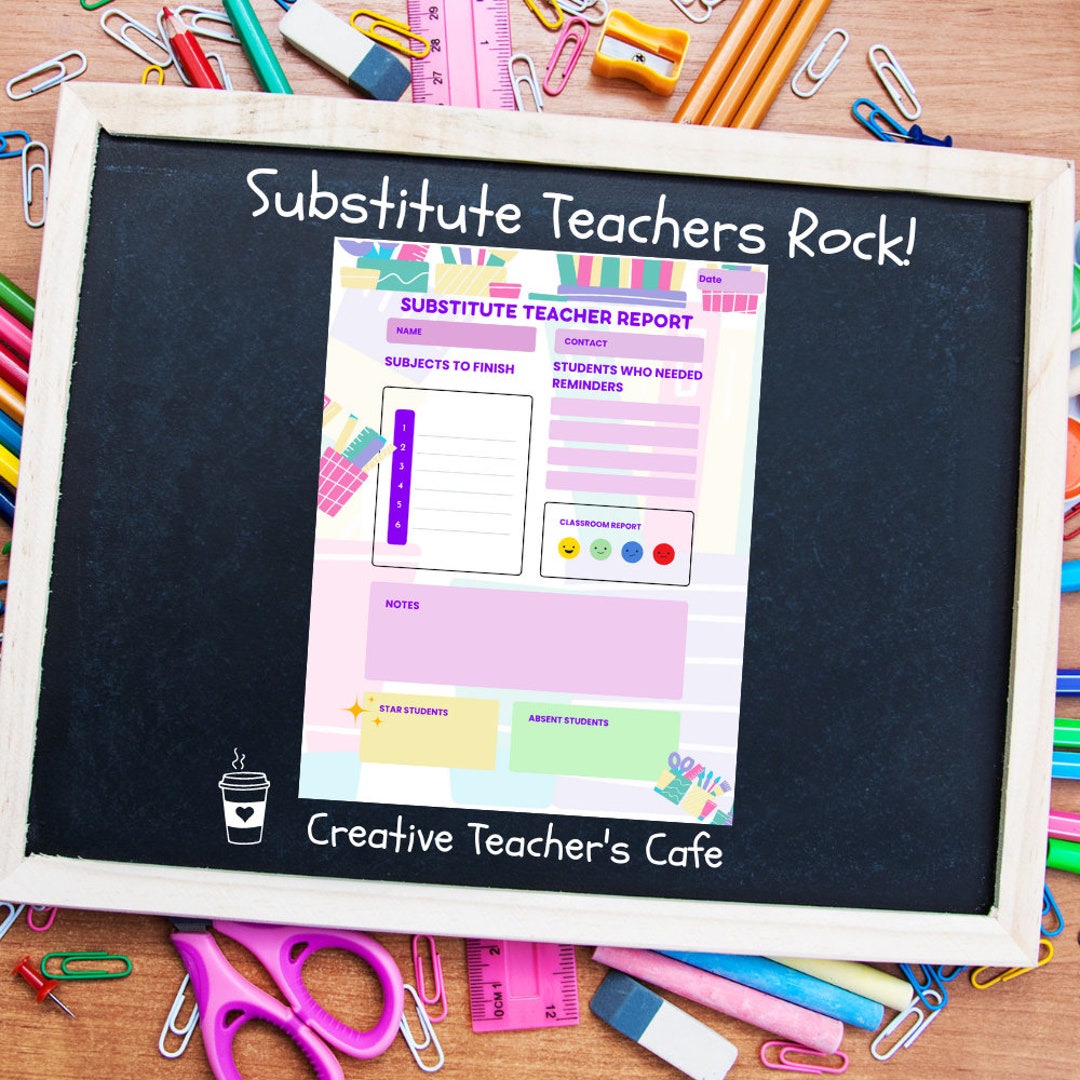 Substitute Teacher Report, Substitute Teacher Notes Printable ...