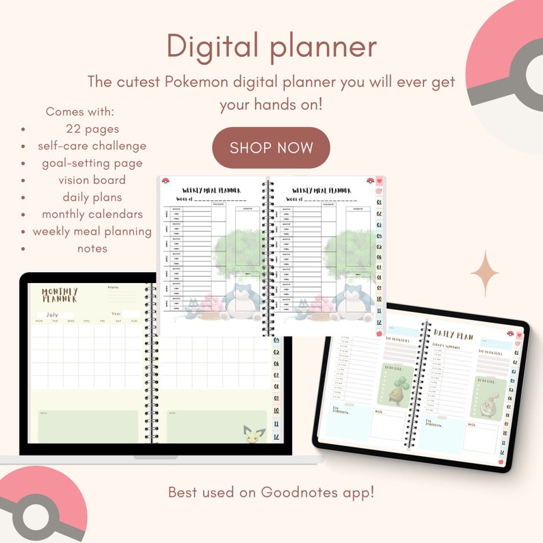 Pokemon Goodnotes Digital Planner - the Cutest Planner! Great for ...