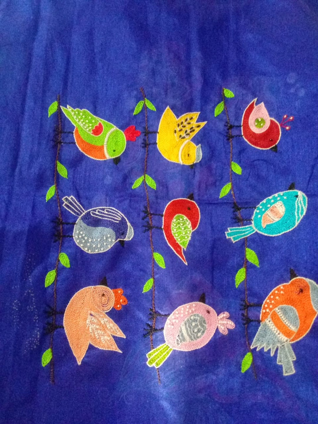 Embroidery Panel , Bird Wall Décor Unframed Photo Frame Zari Zardozi ...