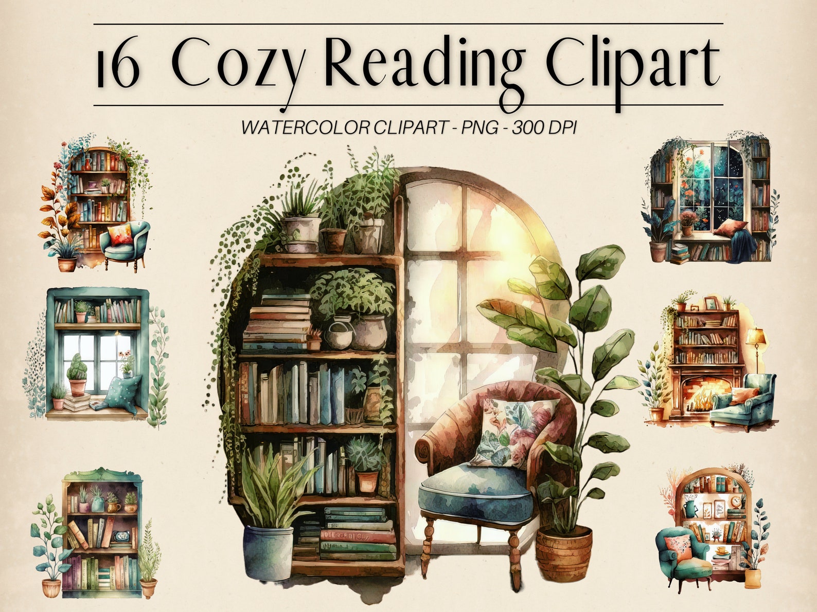 Watercolor Books Clipart Bundle, Clipart Bundle for Booklover ...