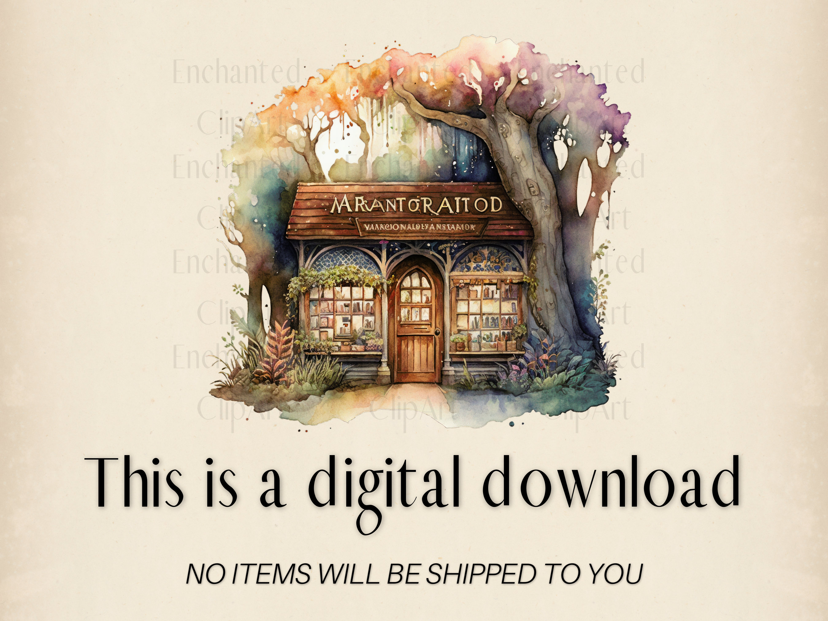Fantasy Bookstore Clipart Bundle, Books Clipart, Watercolor Clipart ...