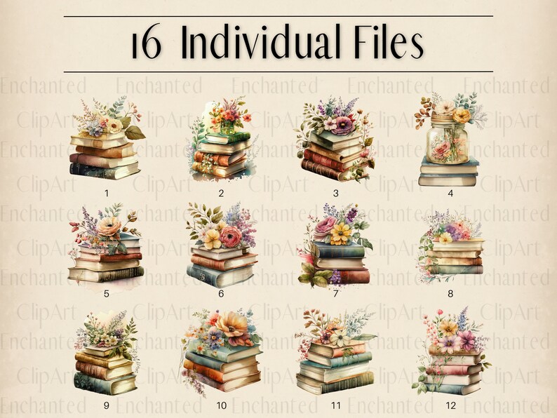 Watercolor Book Clipart Bundle, Scrapbook Ephemera for Booklover ...