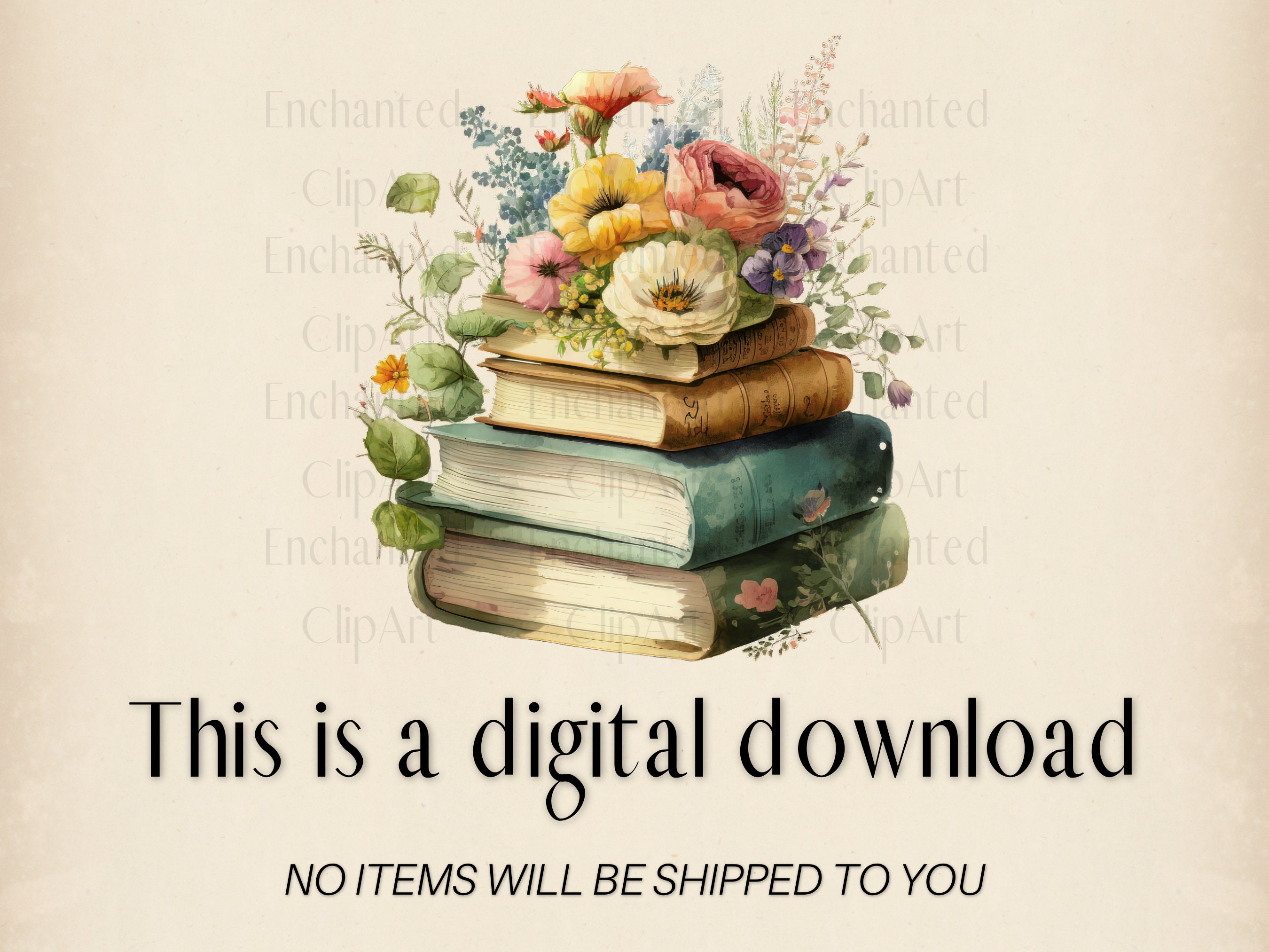 Watercolor Book Clipart Bundle, Scrapbook Ephemera for Booklover ...