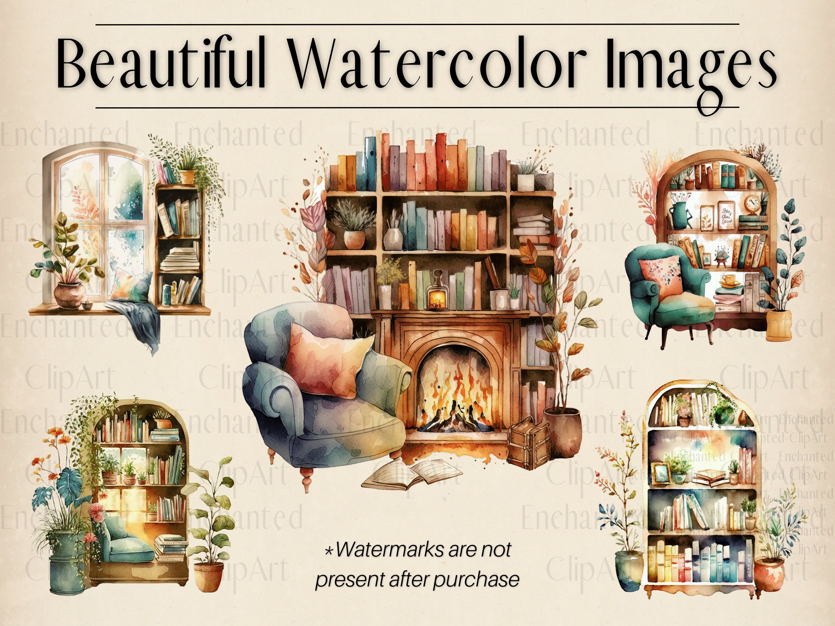 Watercolor Books Clipart Bundle, Clipart Bundle for Booklover ...
